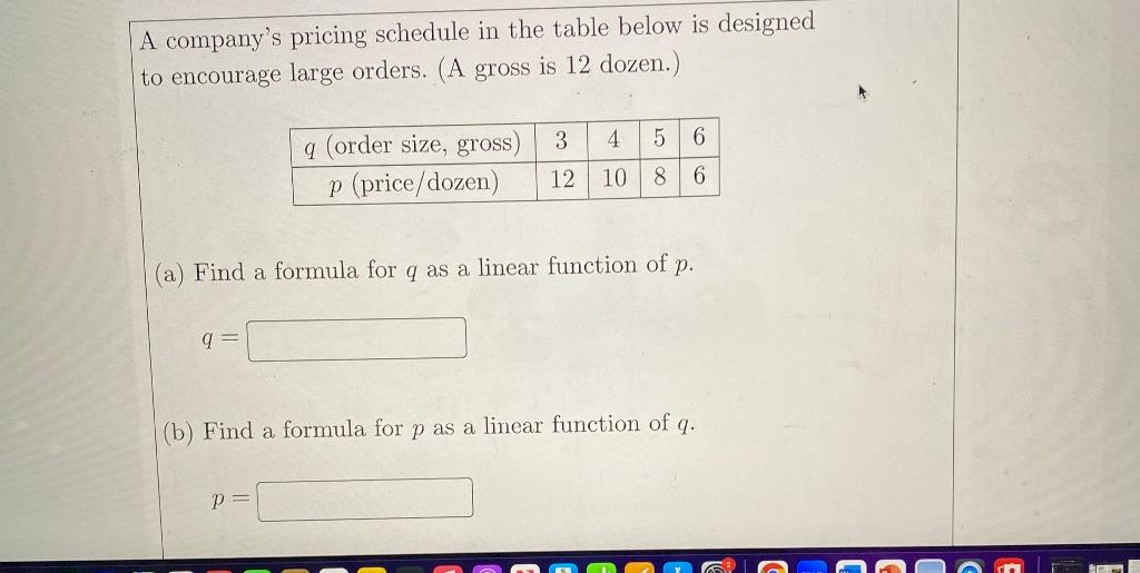 Solved A company's pricing schedule in the table below is | Chegg.com