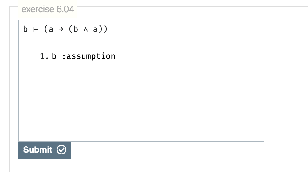 Solved exercise 6.04 b = (a + (b 1 a)) 1. b : assumption | Chegg.com