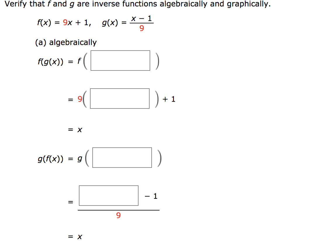 Solved Verify that fand g are inverse functions | Chegg.com