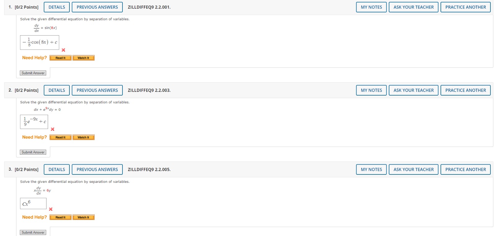 Solved Solve the given differential equation by separation | Chegg.com
