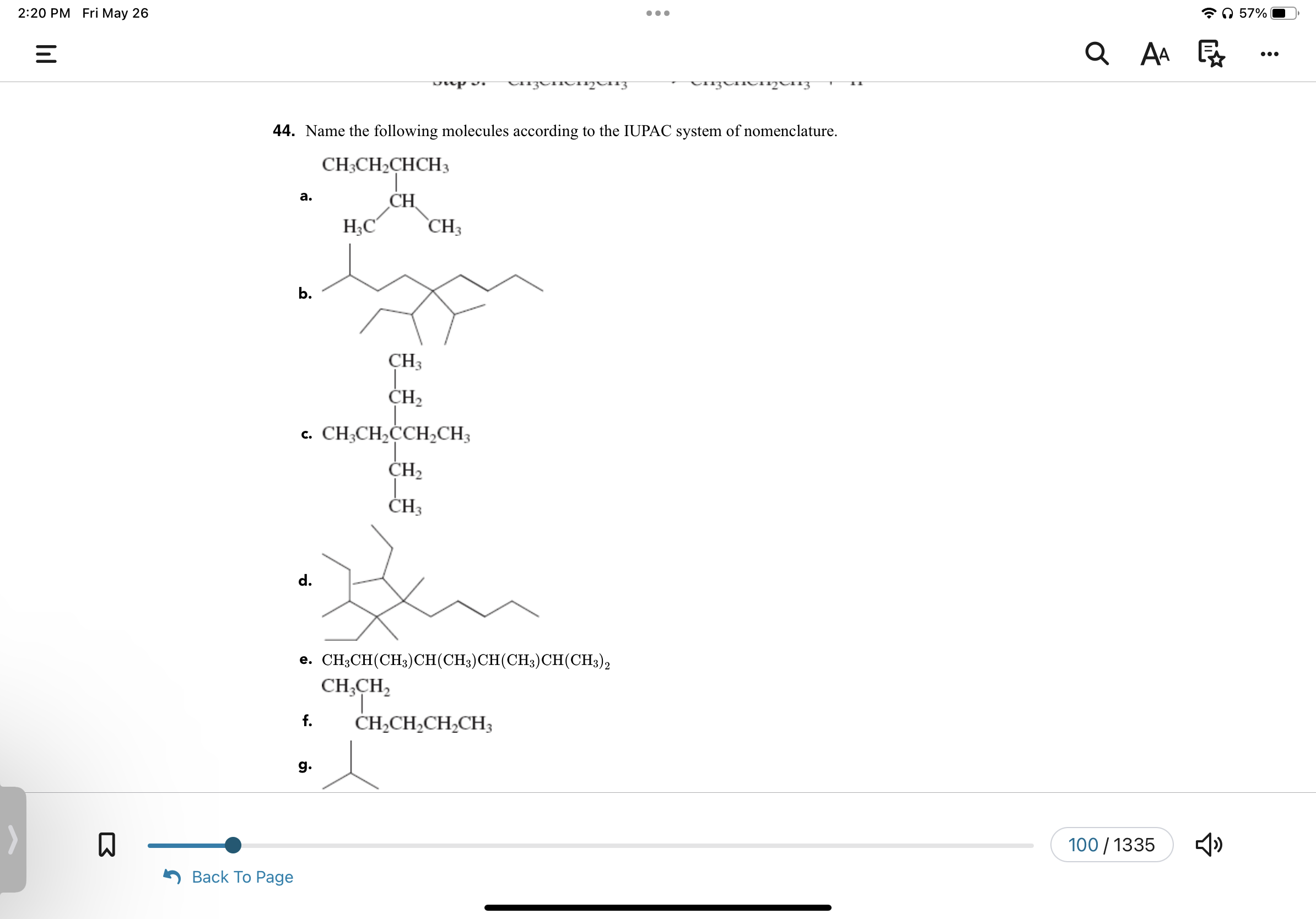 Solved 44. Name the following molecules according to the | Chegg.com