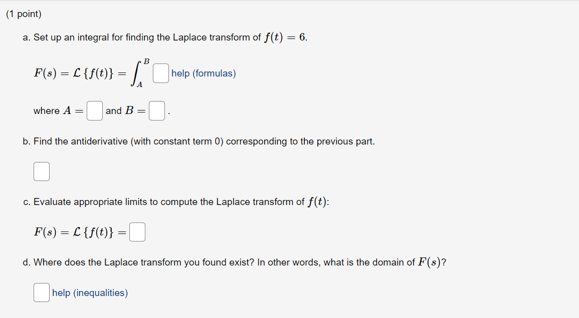 Solved a. Set up an integral for finding the Laplace | Chegg.com