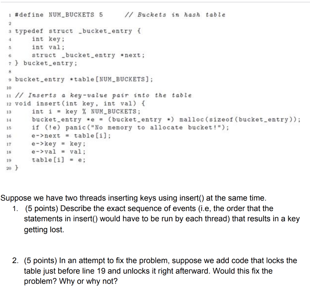 Solved 1 #define NUM_BUCKETS 5 // Buckets in hash table 4 3 | Chegg.com