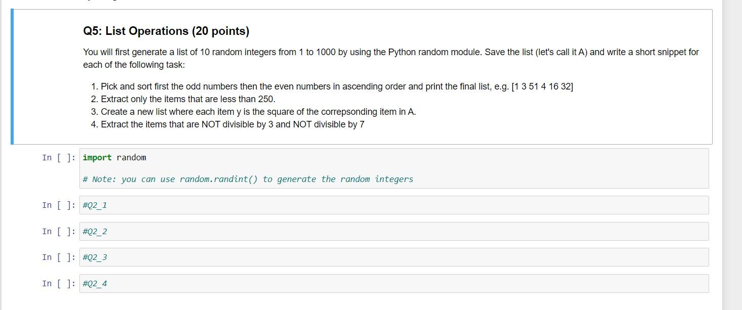 Solved Q5: List Operations (20 points) You will first | Chegg.com