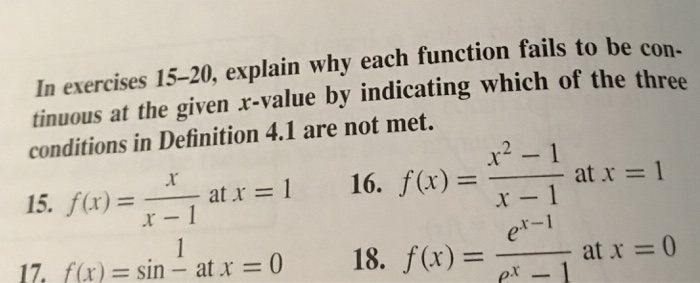 Solved In exercises 15-20, explain why each function fails | Chegg.com