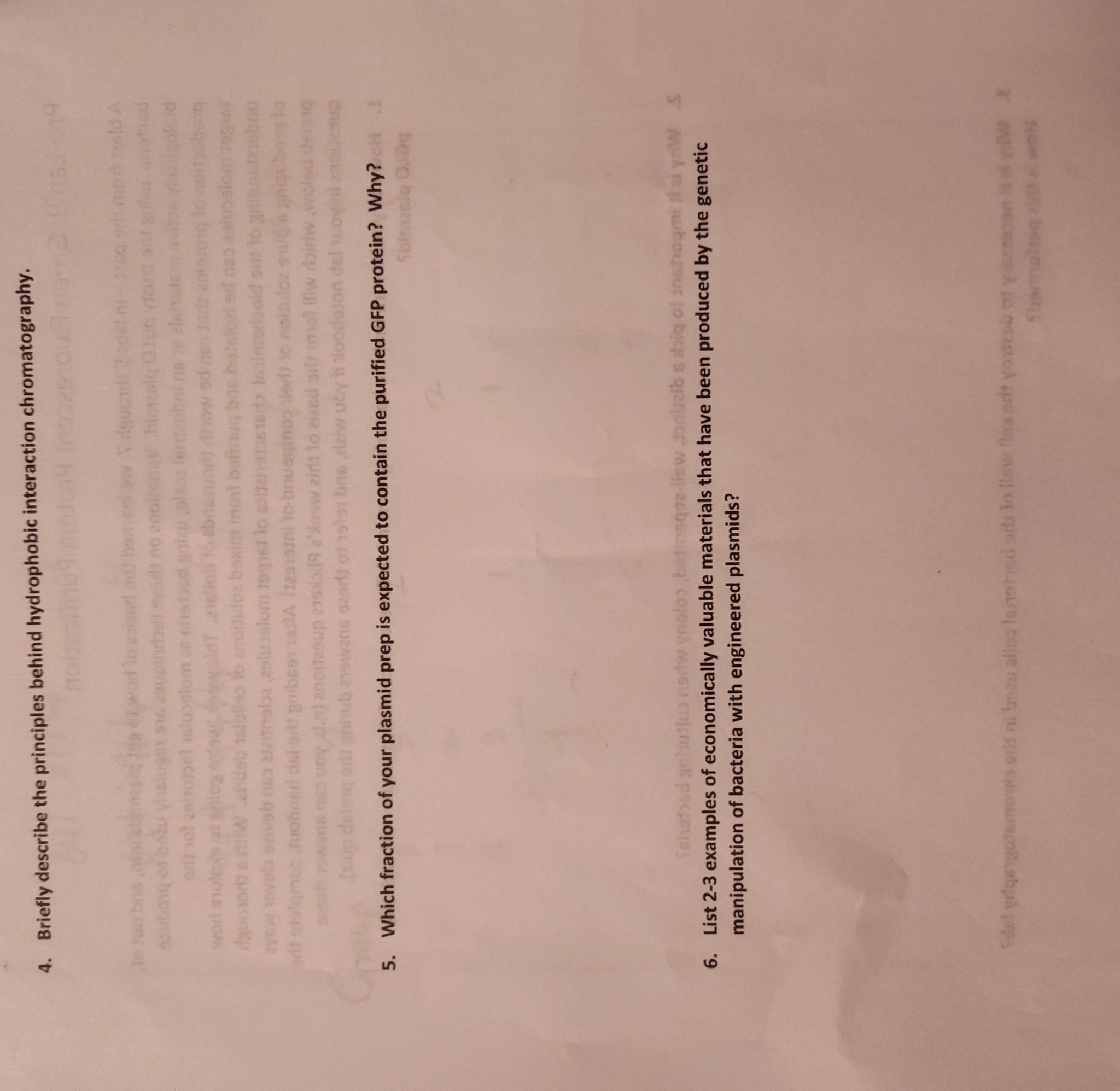 Solved 4. Briefly describe the principles behind hydrophobic | Chegg.com