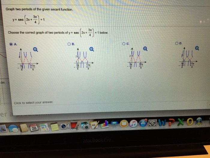 Solved Graph two periods of the given secant function. y = | Chegg.com