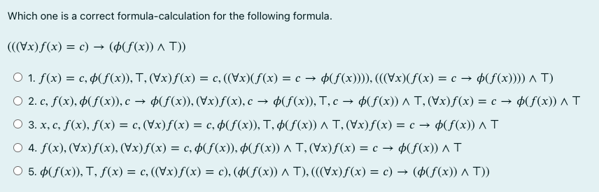 Solved Which one is a correct formula-calculation for the | Chegg.com