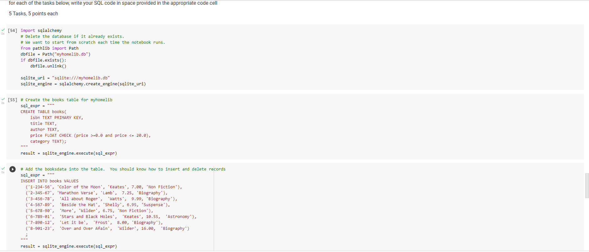 for each of the tasks below, write your SQL code in | Chegg.com