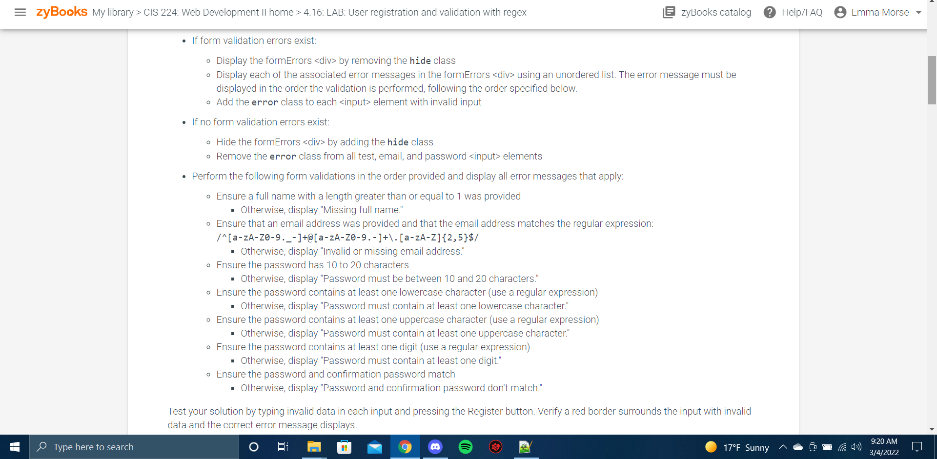 = zyBooks My library > CIS 224: Web Development II | Chegg.com