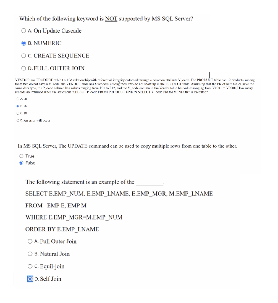 Solved Which of the following keyword is NOT supported by MS | Chegg.com