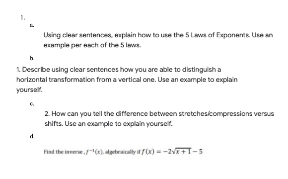 Solved 1. a. Using clear sentences, explain how to use the 5 | Chegg.com