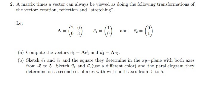 A matrix times a vector can always be viewed as doing | Chegg.com