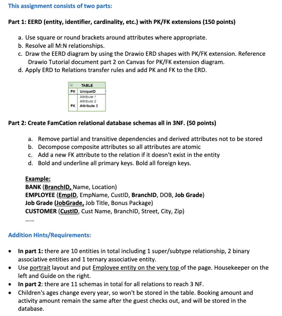 Please draw me a EERD (with 10 entities in total | Chegg.com