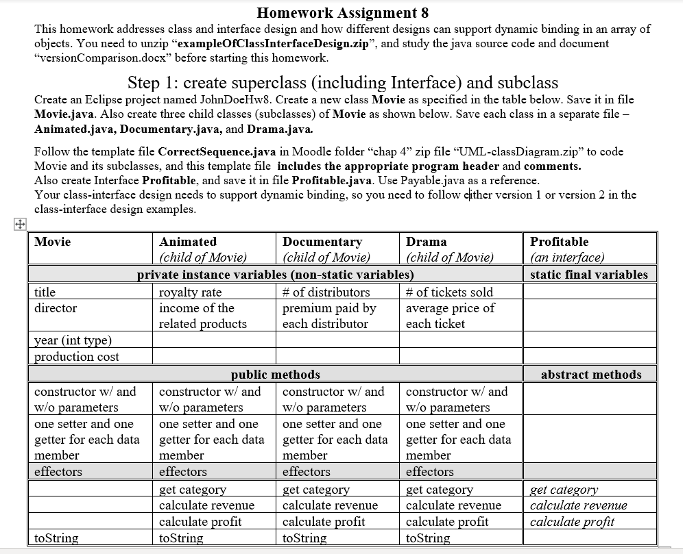 Solved Homework Assignment 8 This homework addresses class | Chegg.com