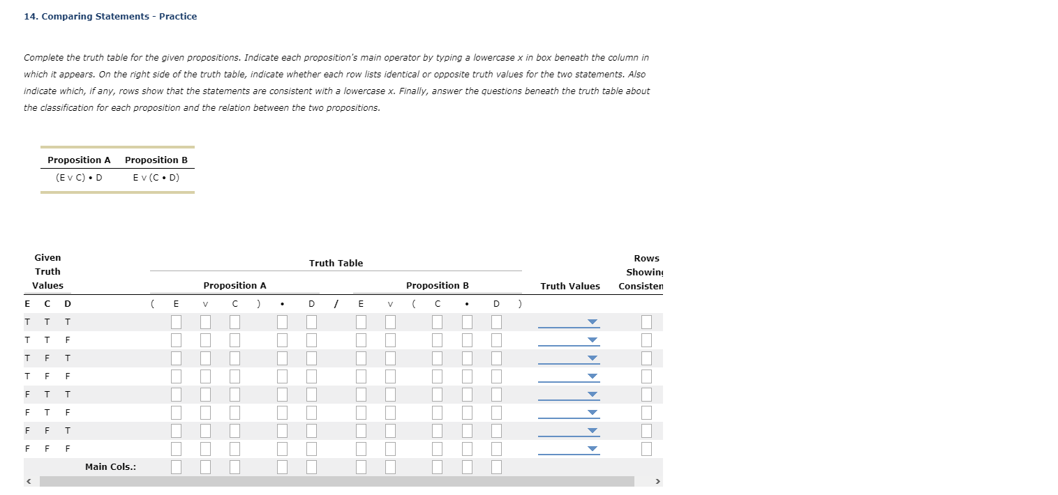 Solved 14. Comparing Statements - Practice Complete the | Chegg.com