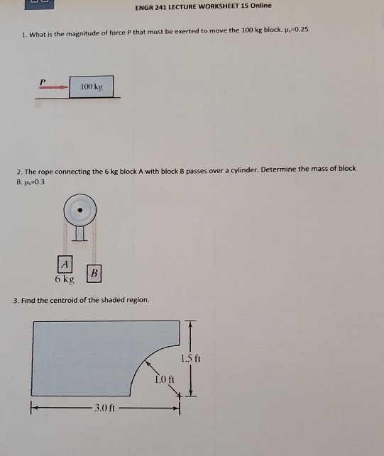 Solved ENGR 241 LECTURE WORKSHEET 15 Online 0.25 1. What is | Chegg.com