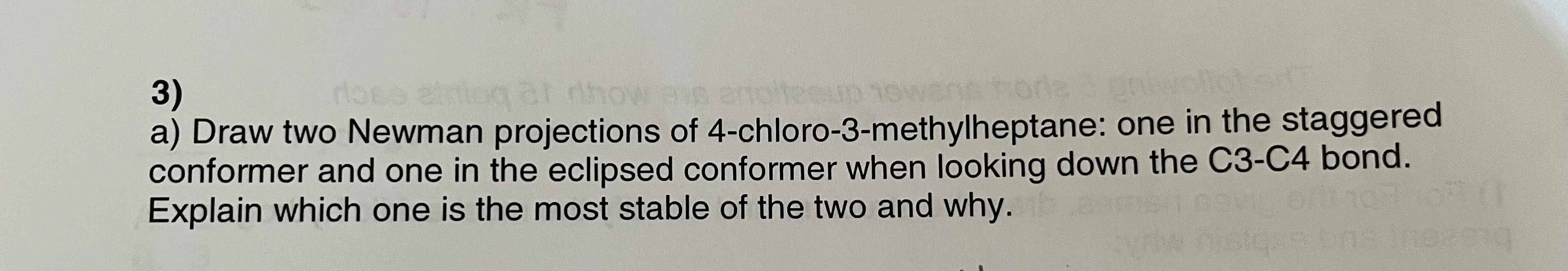 Solved b) Draw two Newman projections of 2-chloro-3, | Chegg.com