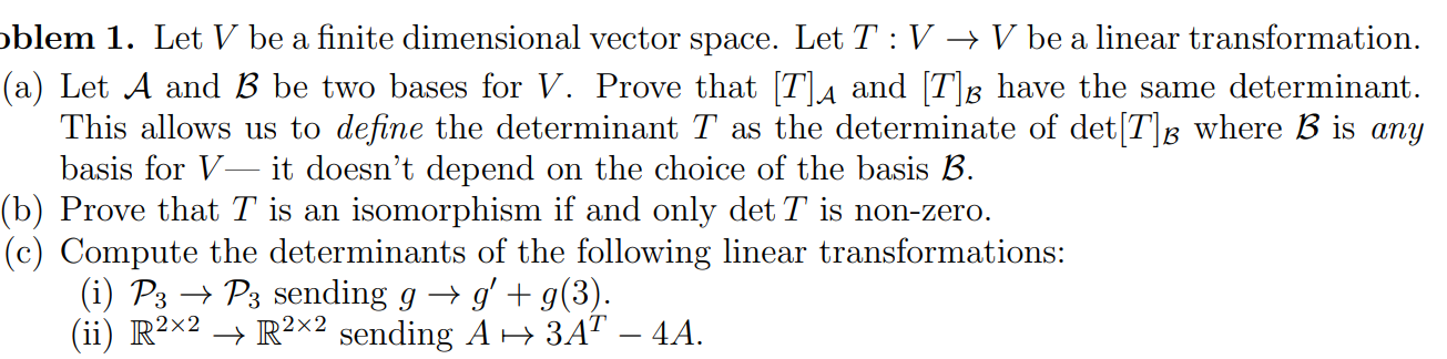 Solved oblem 1. Let V be a finite dimensional vector space. | Chegg.com