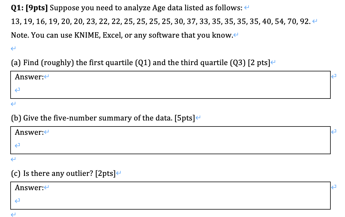 Solved (b) Give the five-number summary of the data. [5pts] | Chegg.com