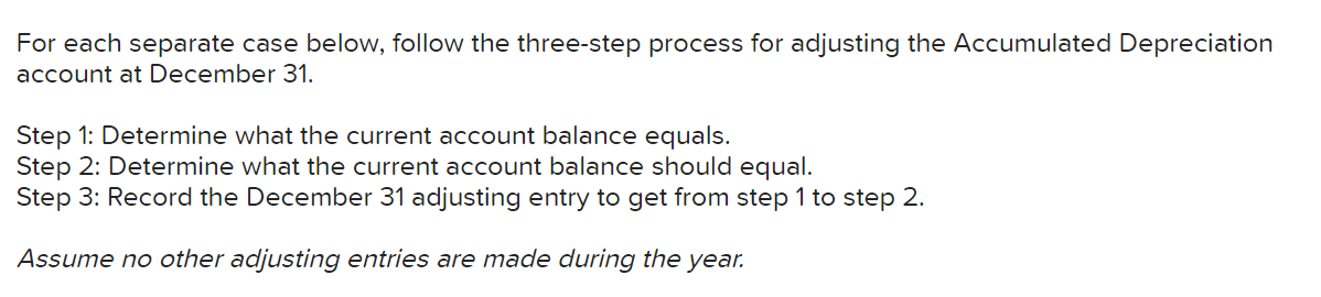 Solved For each separate case below, follow the three-step | Chegg.com