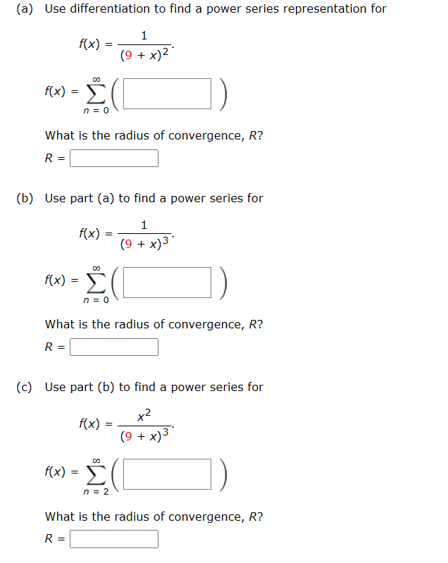 Solved (a) ﻿Use differentiation to find a power series | Chegg.com
