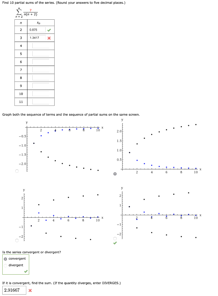 Solved Find 10 partial sums of the series. (Round your | Chegg.com