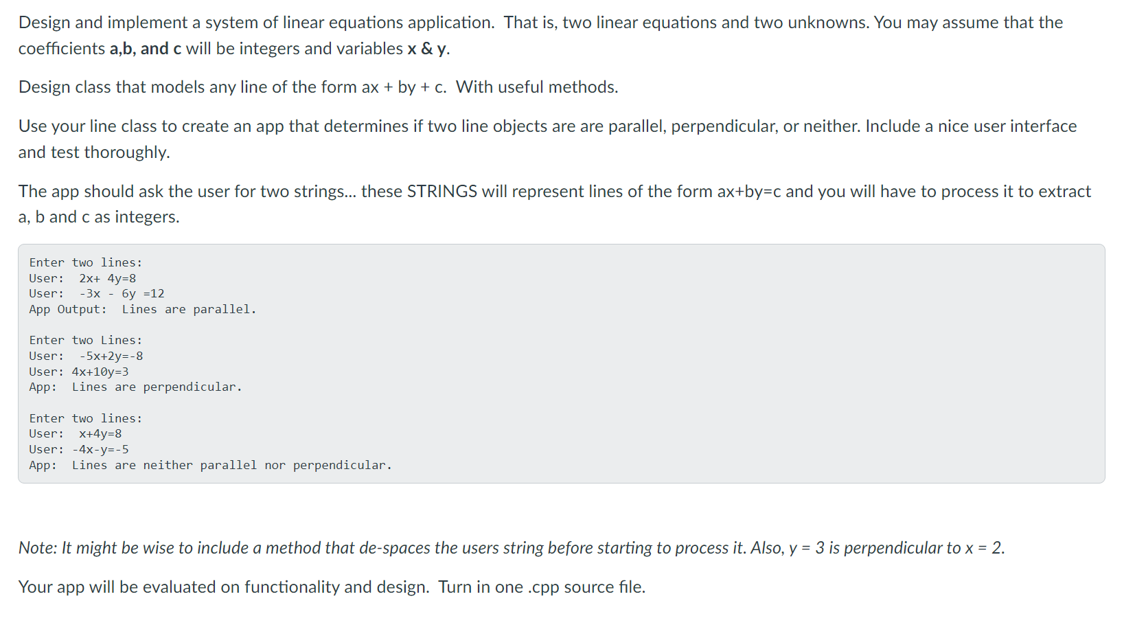Solved Design and implement a system of linear equations | Chegg.com