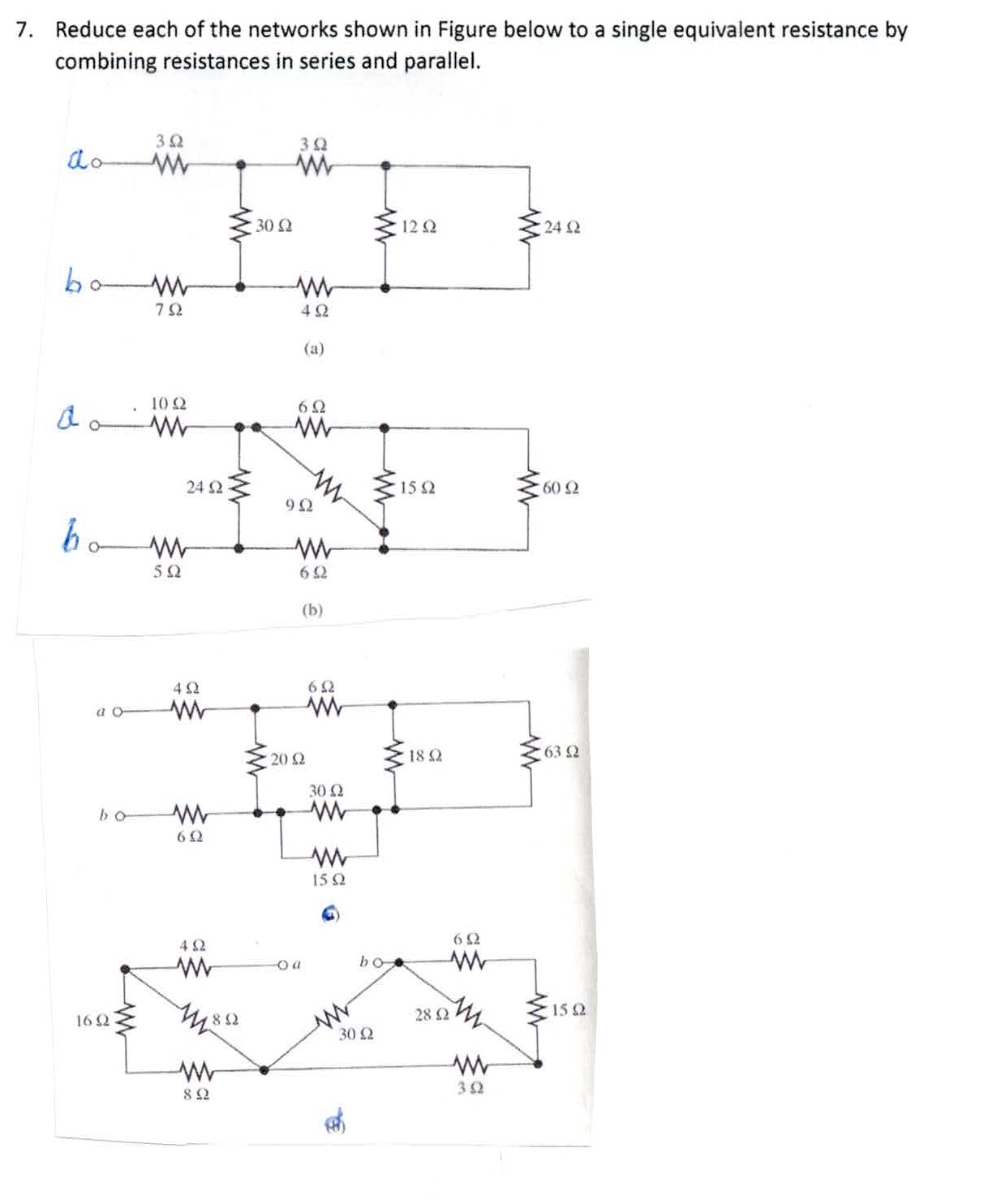Solved 7. Reduce each of the networks shown in Figure below | Chegg.com