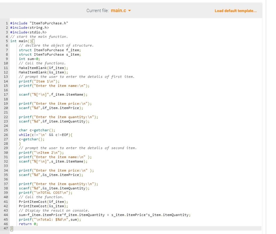 Solved IN C PROGRAM i cant get make blank function work | Chegg.com