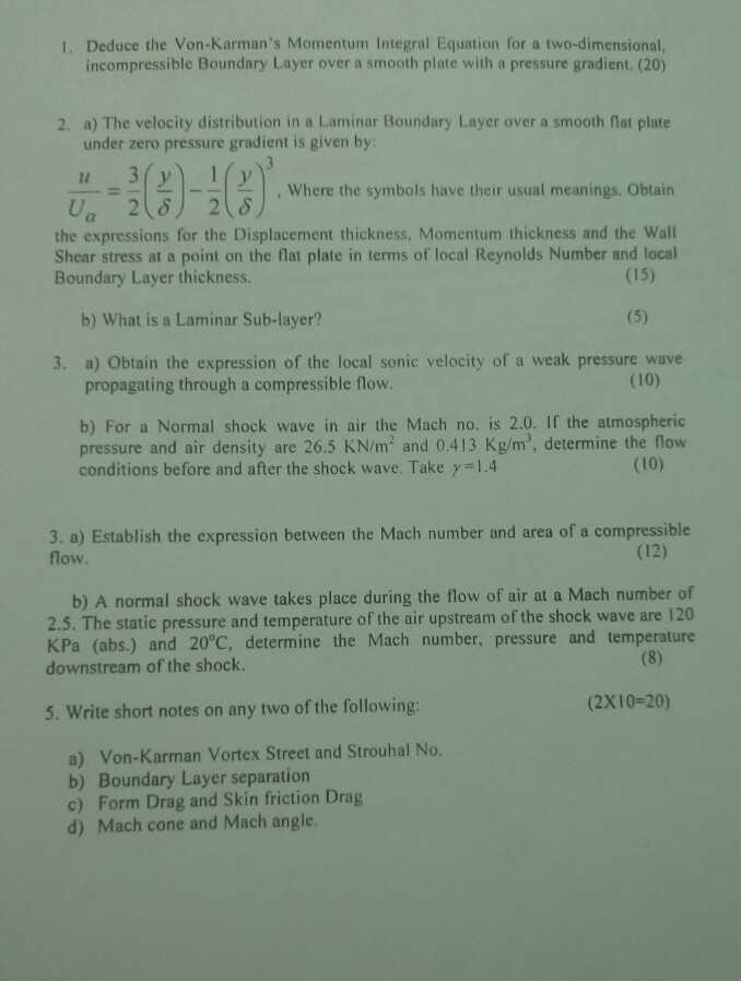 Solved 1. Deduce the Von-Karman's Momentum Integral Equation | Chegg.com