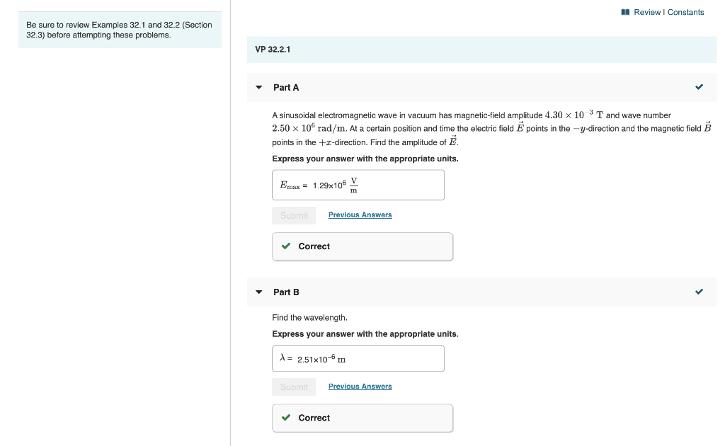 Solved Review Constants Be sure to review Examples 32.1 and | Chegg.com