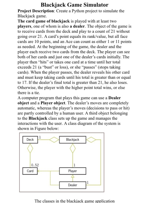 Solved Blackjack Game Simulator Project Description: Create | Chegg.com