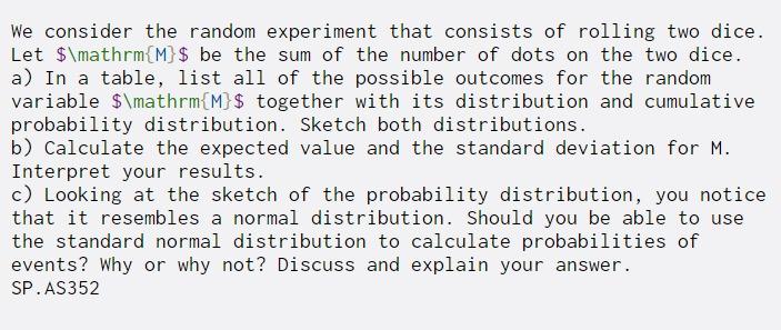 Solved We consider the random experiment that consists of | Chegg.com