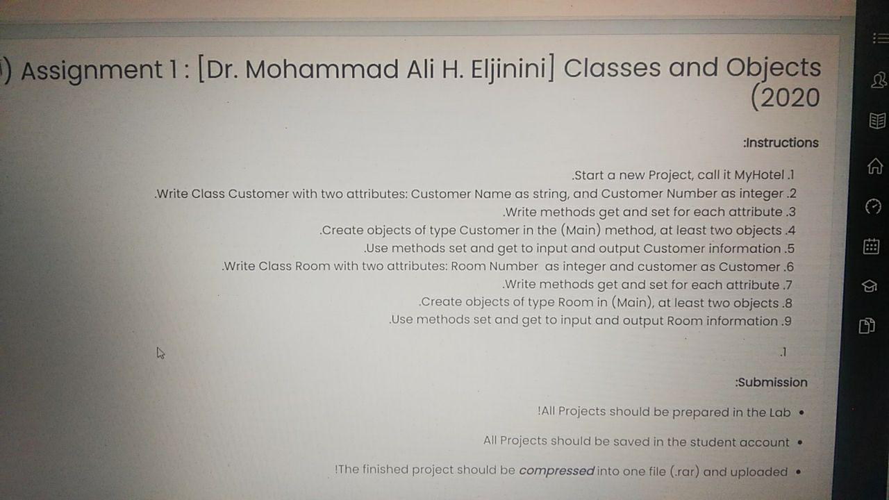 1) Assignment 1: [Dr. Mohammad Ali H. Eljinini] | Chegg.com