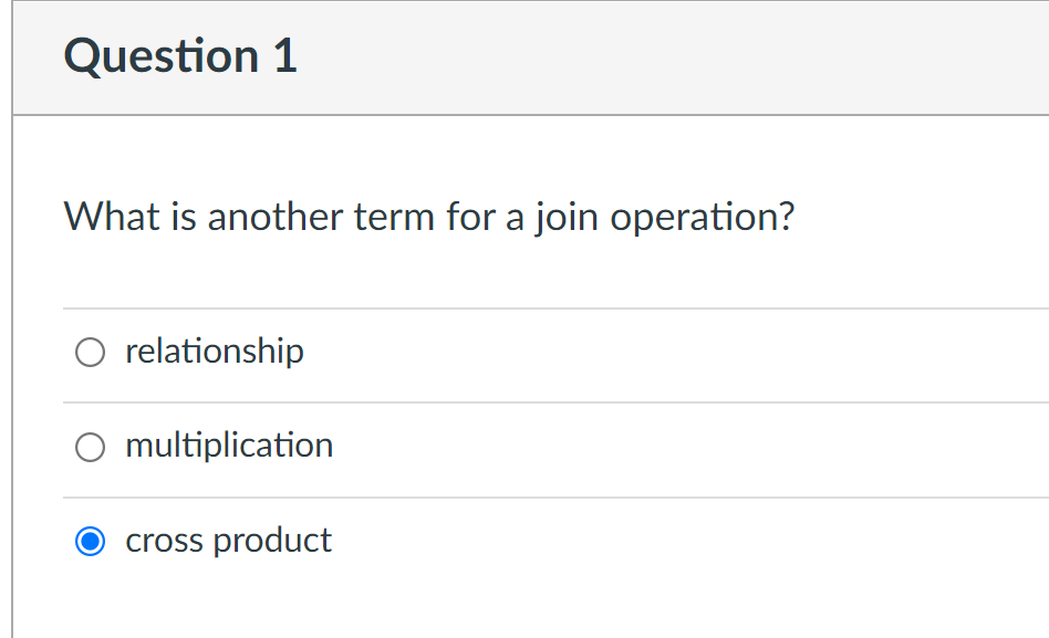 Solved What is another term for a join operation? | Chegg.com