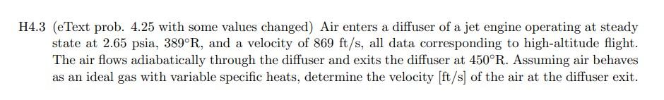 Solved 4.3 (eText prob. 4.25 with some values changed) Air | Chegg.com