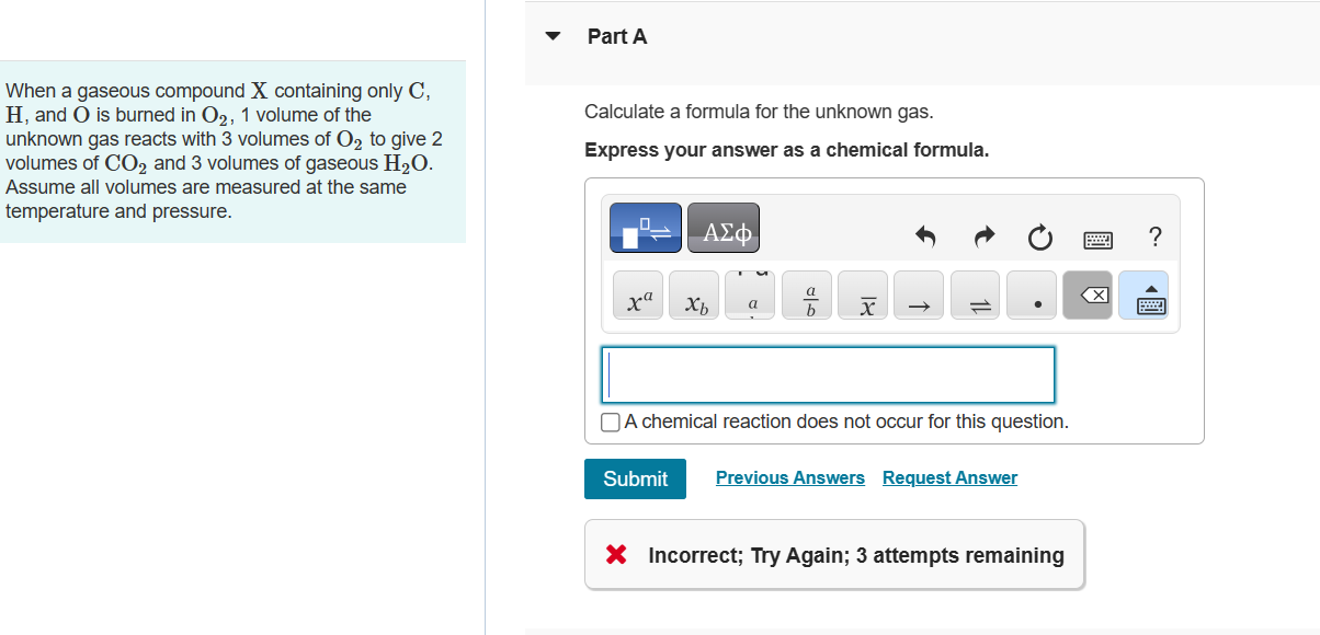 Solved Part A\\nWhen a gaseous compound x containing only | Chegg.com
