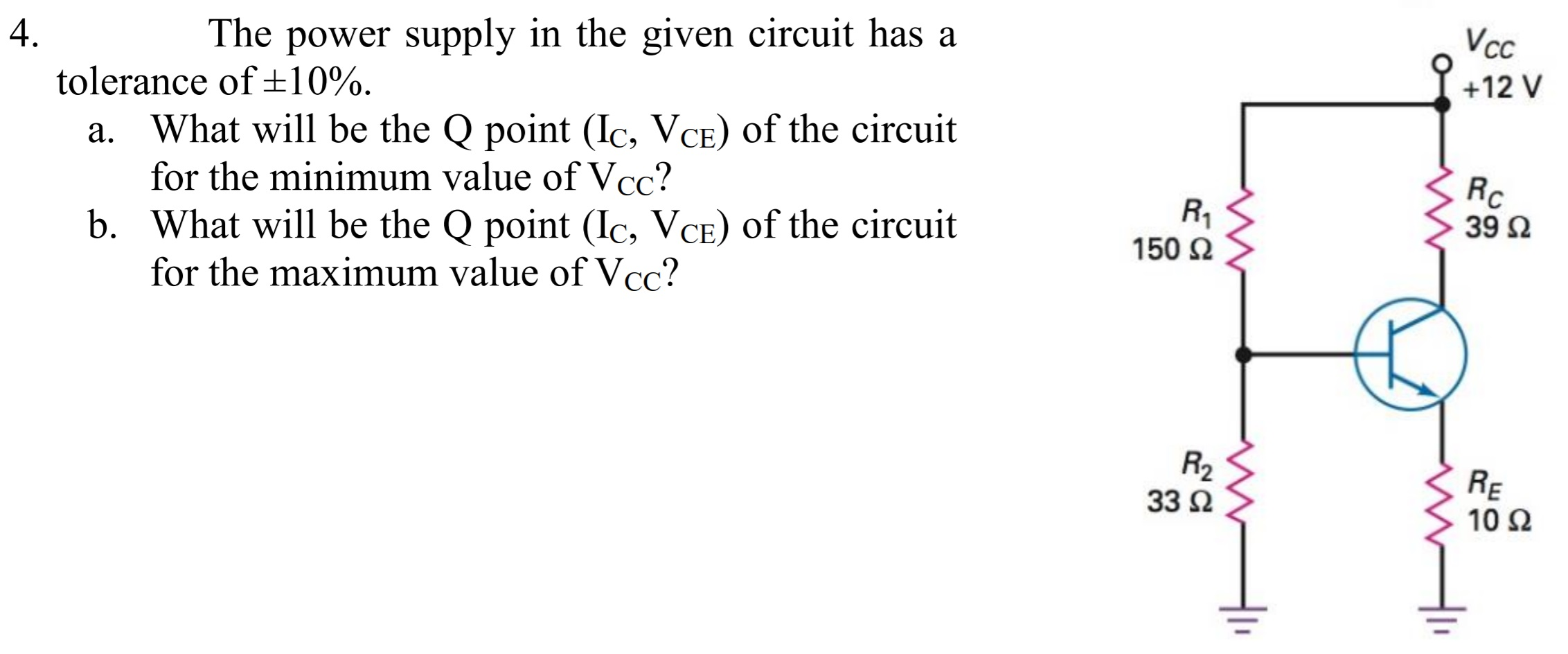 Solved A. VCC +12 V The power supply in the given circuit | Chegg.com