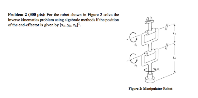 Solved Problem 2 (300 pts): For the robot shown in Figure 2 | Chegg.com