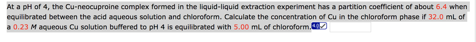 Solved Calculate the concentration of Cu in the chloroform | Chegg.com