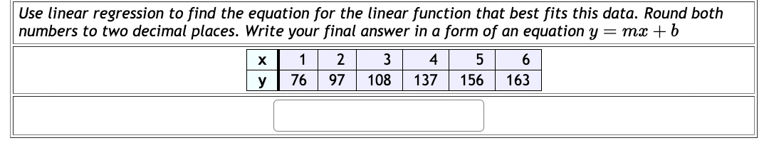 Solved Use linear regression to find the equation for the | Chegg.com