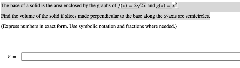 Solved The base of a solid is the area enclosed by the | Chegg.com