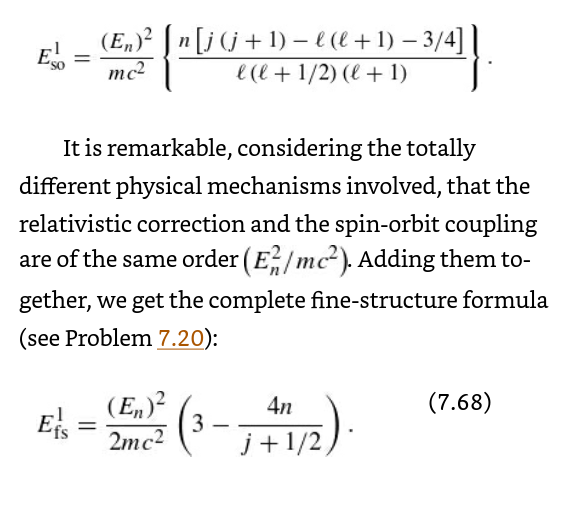Solved Problem 7.20 Derive the fine structure formula | Chegg.com