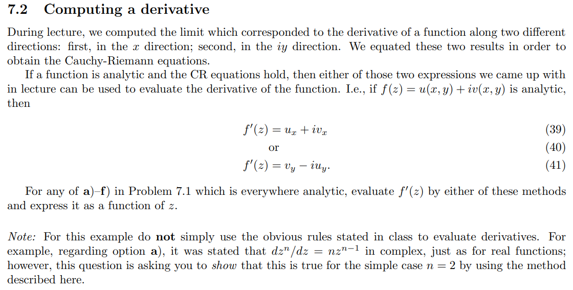 Solved 7.2 Computing a derivative During lecture, we | Chegg.com