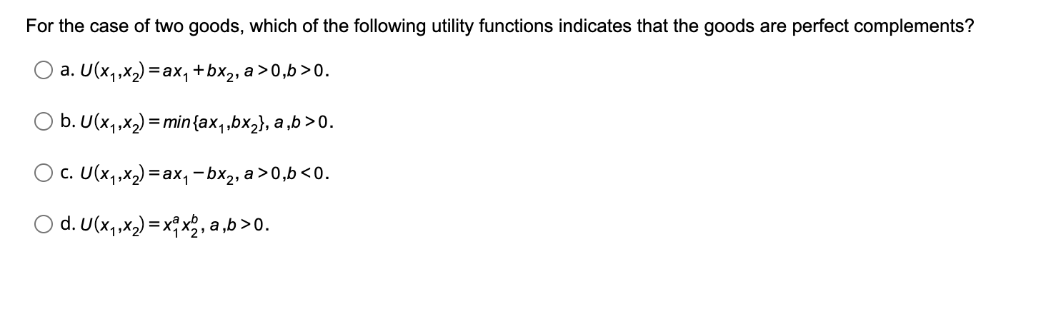 Solved For the case of two goods, which of the following | Chegg.com