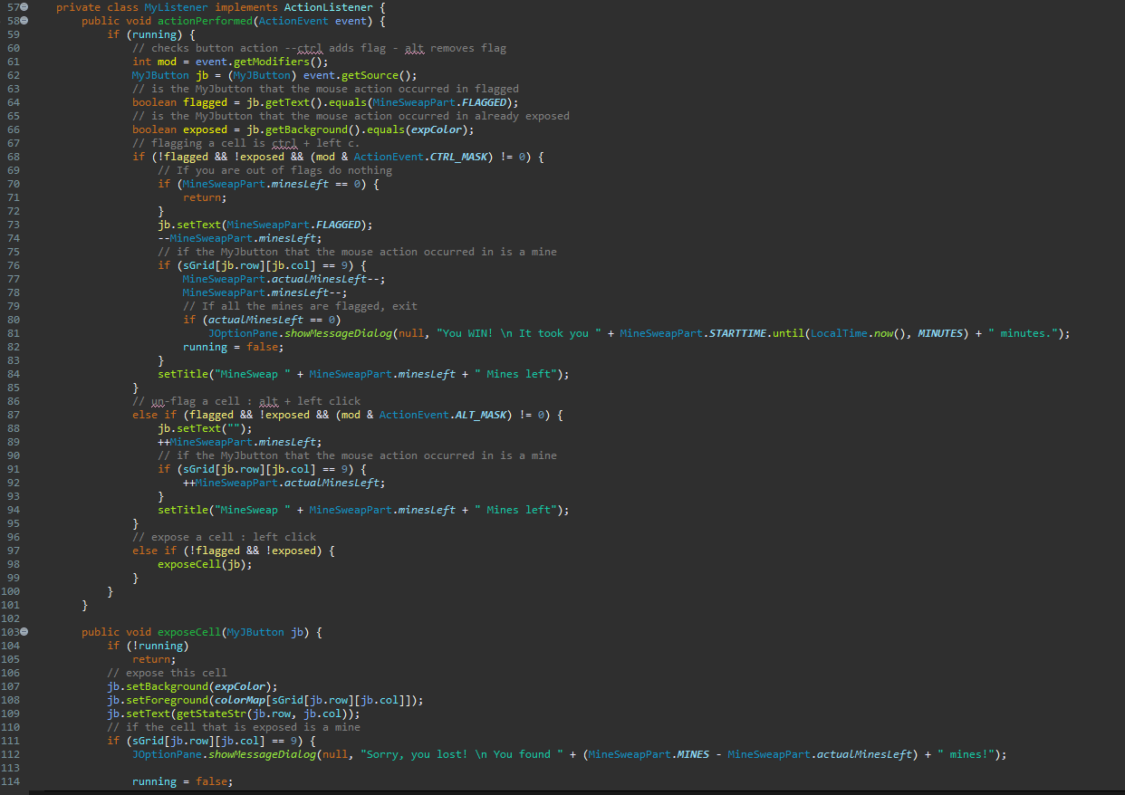 Solved This is a code for minesweeper but the game crashes | Chegg.com