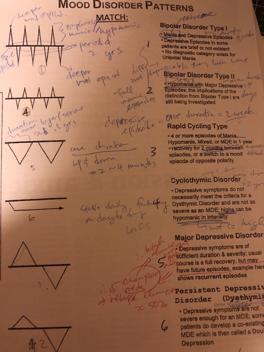 Solved MooD DiSORDER PATTERNS MATCH: Bipolár Disorder TypeLt | Chegg.com