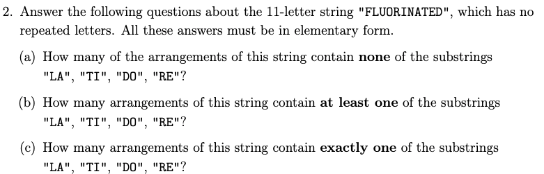 Solved 2. Answer the following questions about the 11-letter | Chegg.com