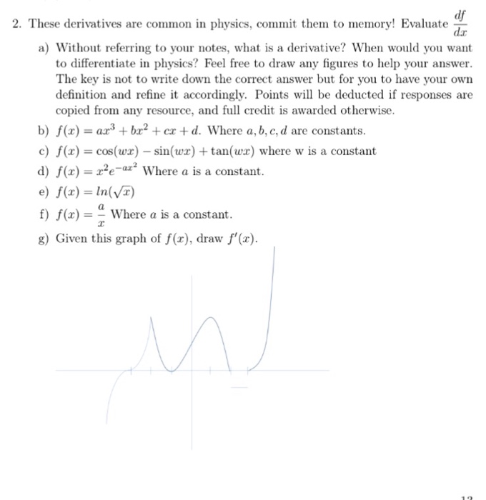 Solved 2. These derivatives are common in physics, commit | Chegg.com